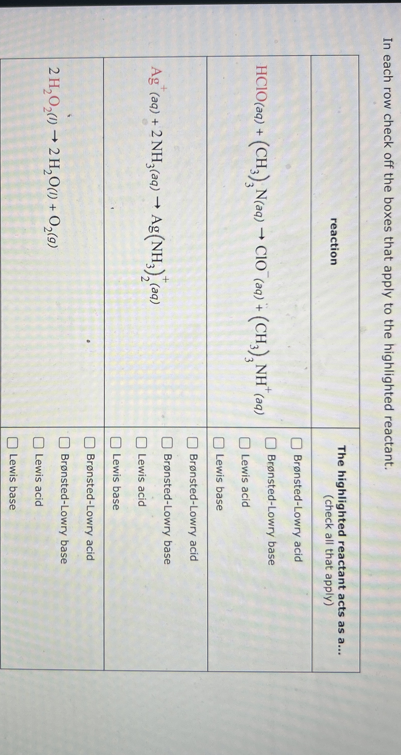 Solved In each row check off the boxes that apply to the | Chegg.com