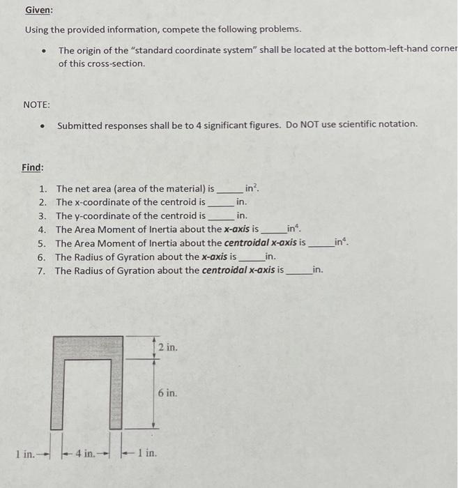 Solved Using the provided information, compete the following | Chegg.com