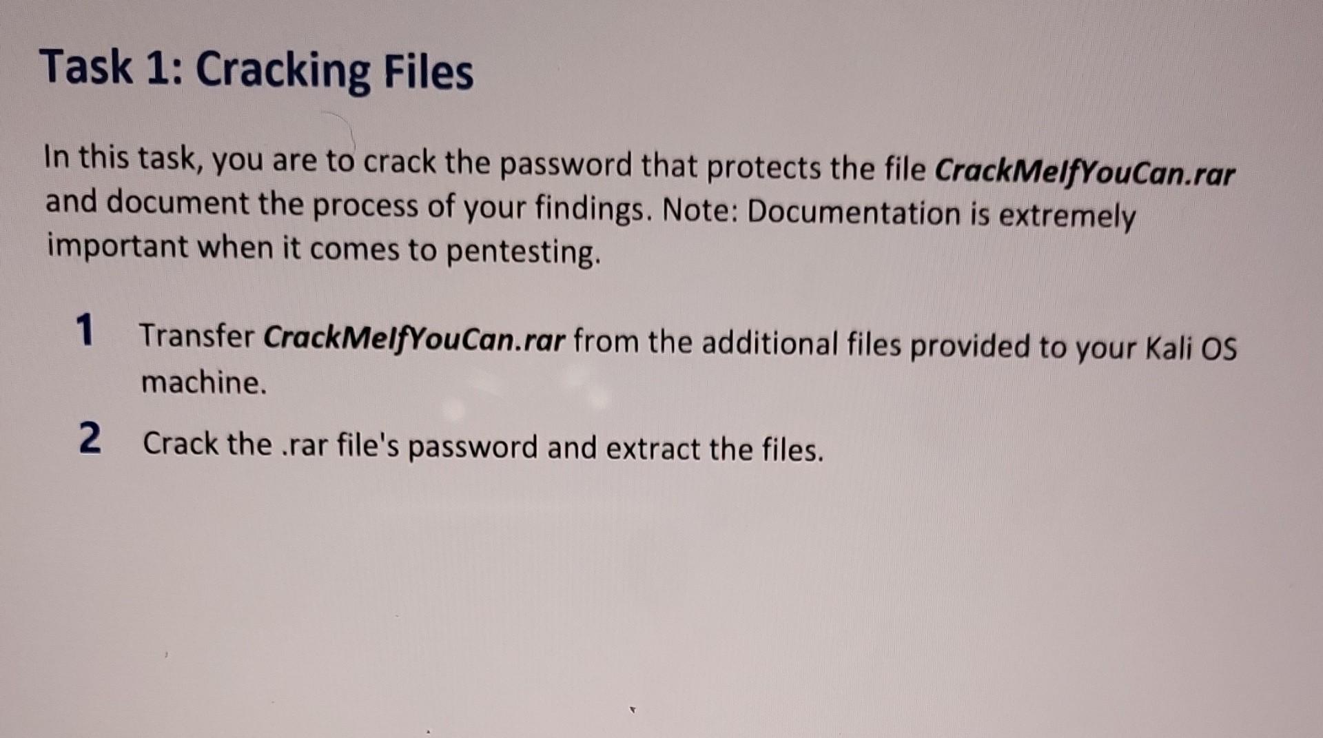 Solved Task 1: Cracking Files In this task, you are to crack | Chegg.com
