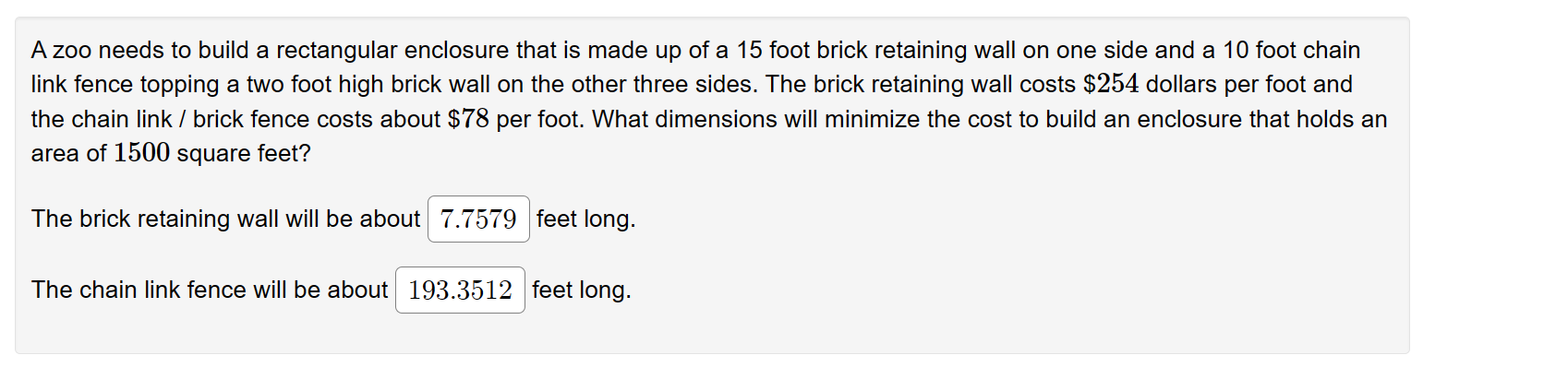 Solved A zoo needs to build a rectangular enclosure that is | Chegg.com