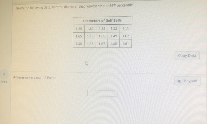 Solved Given the following data, find the diameter that | Chegg.com