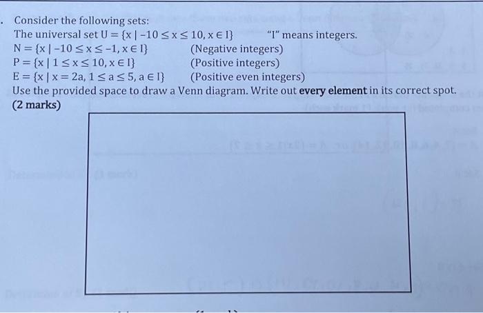 Solved Consider the following sets: The universal set U = | Chegg.com