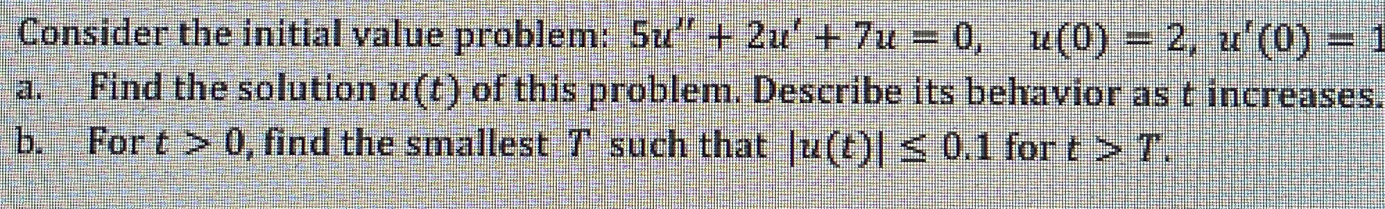 Solved Consider the initial value problem: | Chegg.com