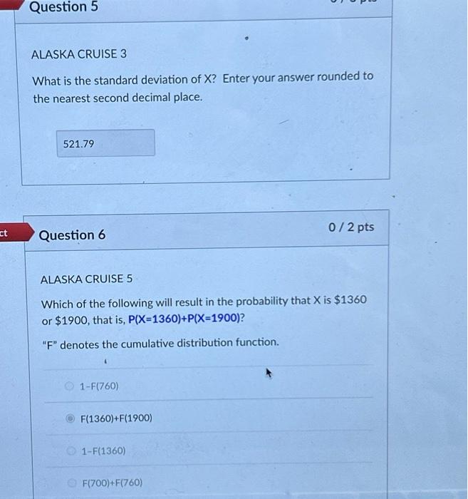 Solved ALASKA CRUISE 1 A probability distribution table for | Chegg.com