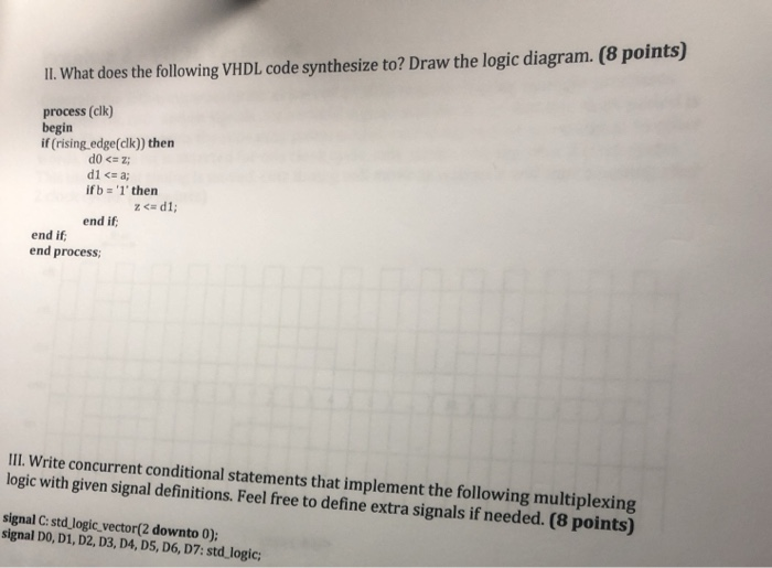 Solved II. What does the following VHDL code synthesize to? | Chegg.com
