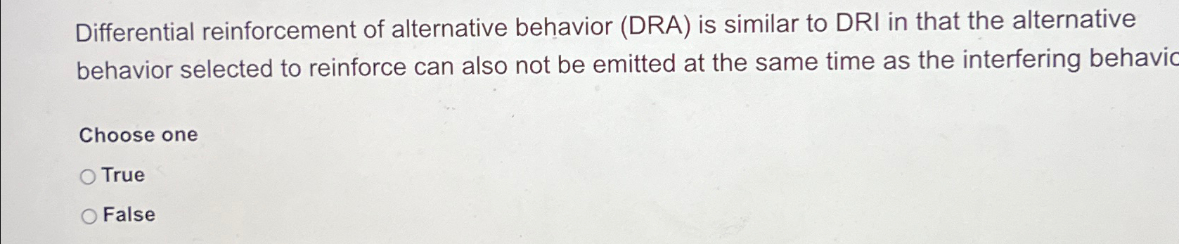 Solved Differential reinforcement of alternative behavior | Chegg.com