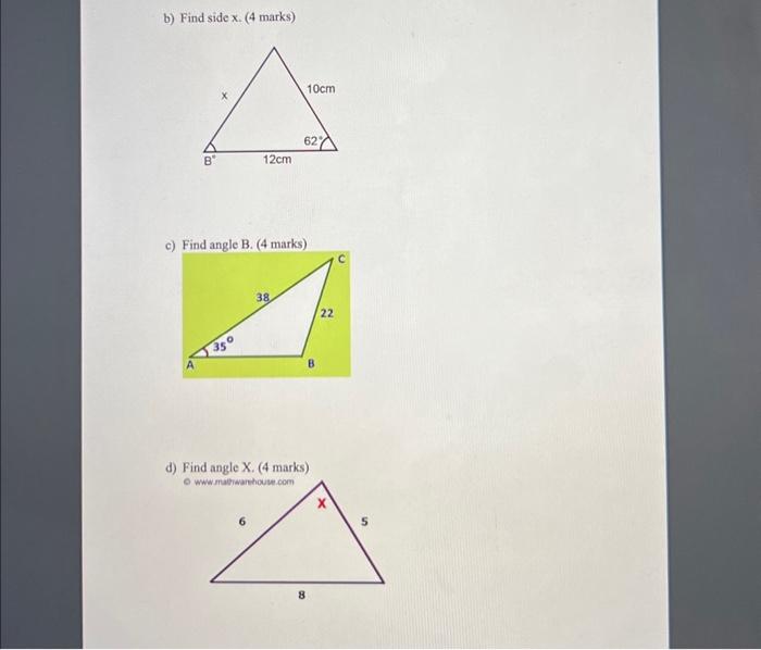 Solved Sine and Cosine Law Quiz Part 1: Identifv each of the | Chegg.com