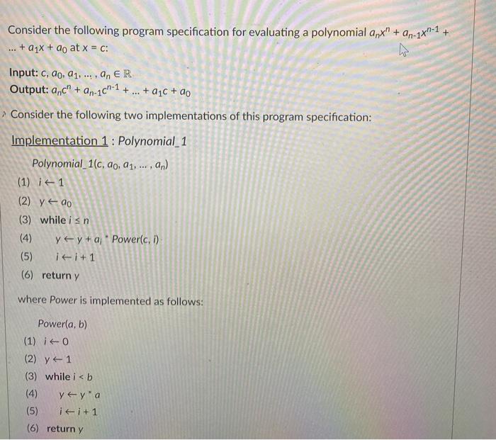 Solved Consider the following program specification for | Chegg.com