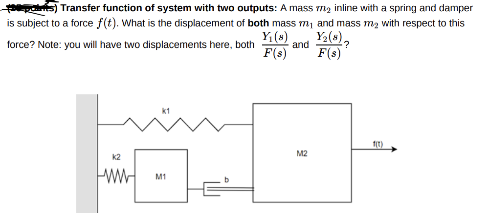 Solved Transfer function of system with two outputs: A mass | Chegg.com