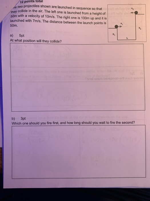 Solved 12 points total ab two projectiles shown are launched | Chegg.com