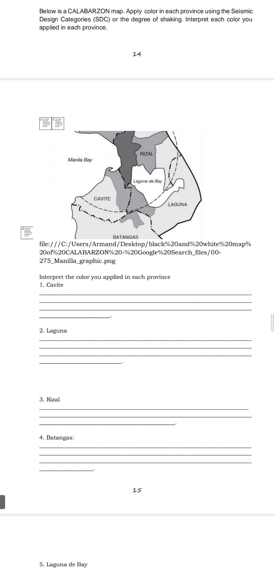 Below is a CALABARZON map. Apply color in each | Chegg.com