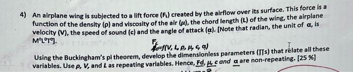 Solved An airplane wing is subjected to a lift force (FL) | Chegg.com