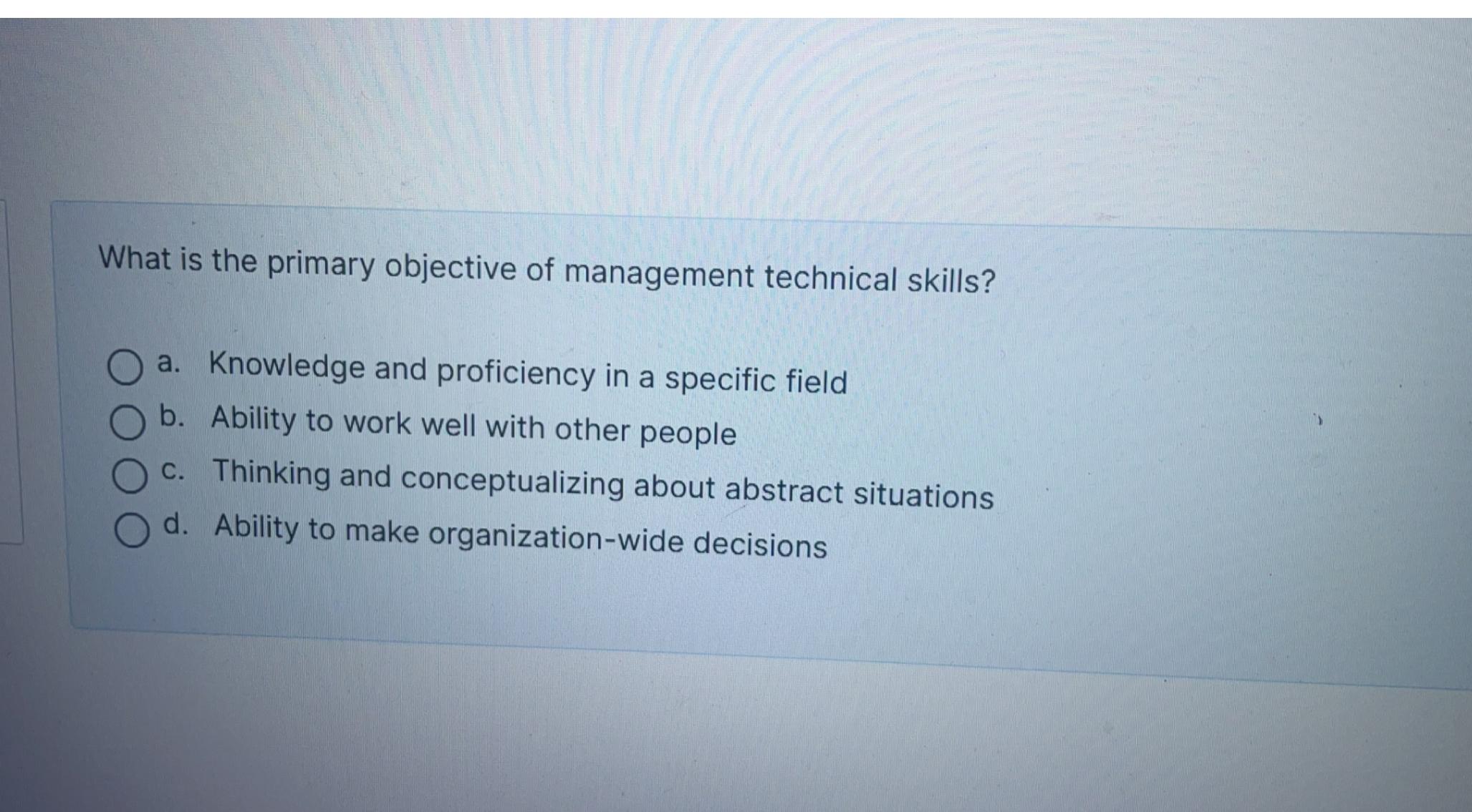 Solved What is the primary objective of management technical | Chegg.com