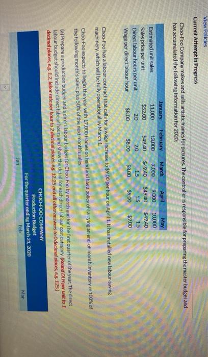 Solved View Policies Current Attempt in Progress Choo-Foo | Chegg.com