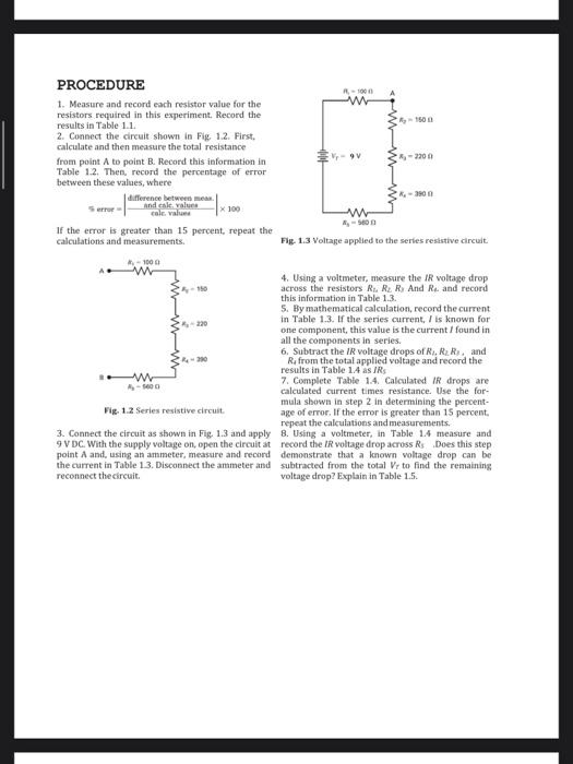 Solved EXPERIMENT 1-1 SERIES CIRCUITS-ANALYSIS LEARNING | Chegg.com