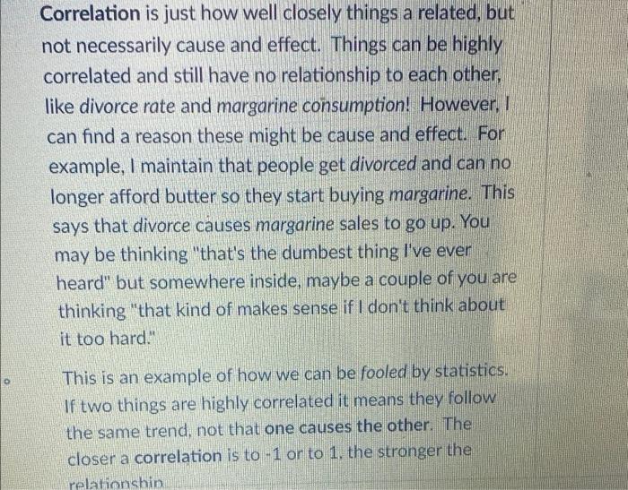 Correlation is just how well closely things a | Chegg.com