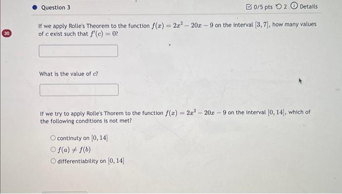 Solved If we apply Rolle's Theorem to the function | Chegg.com