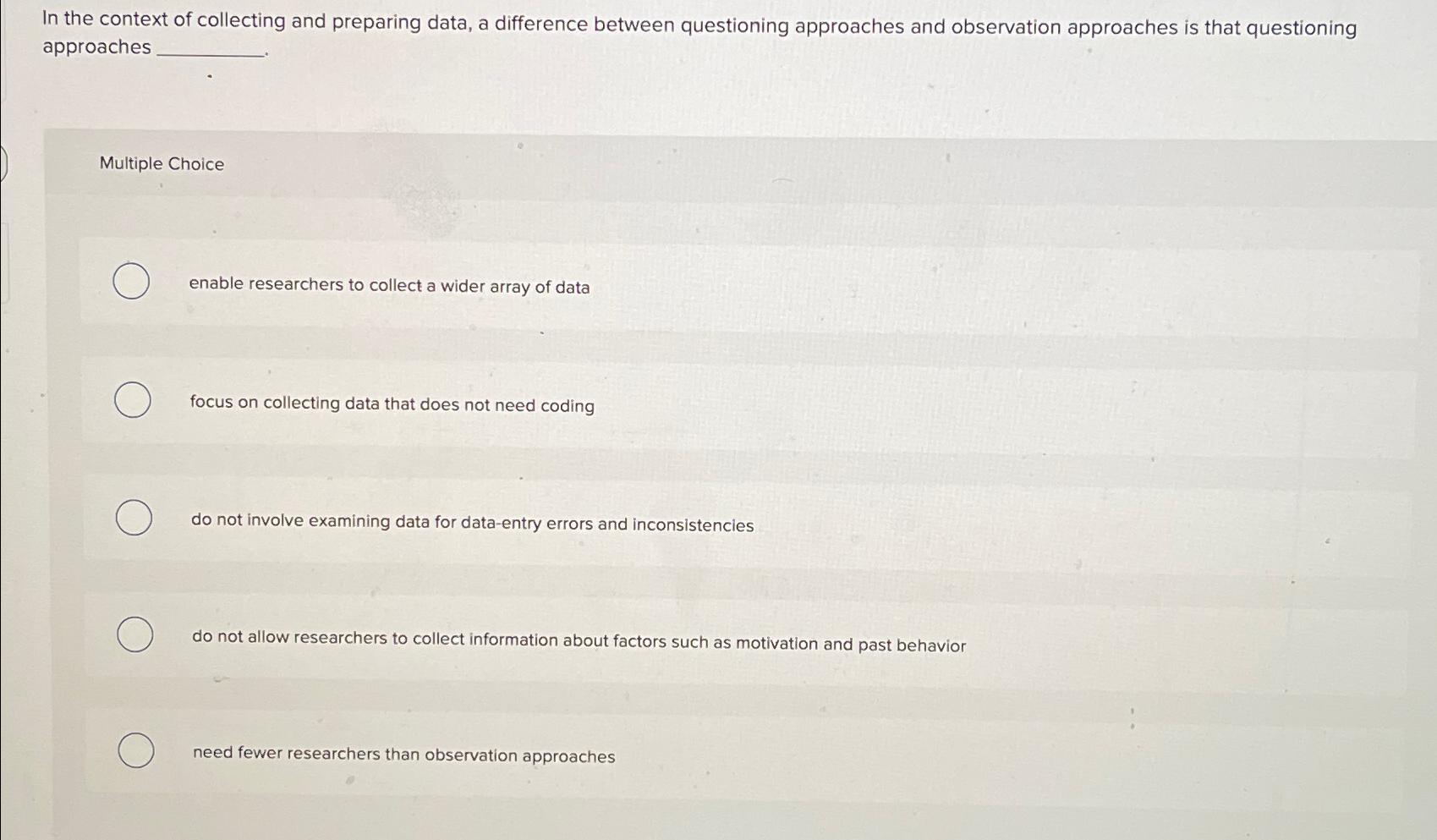 Solved In the context of collecting and preparing data, a | Chegg.com