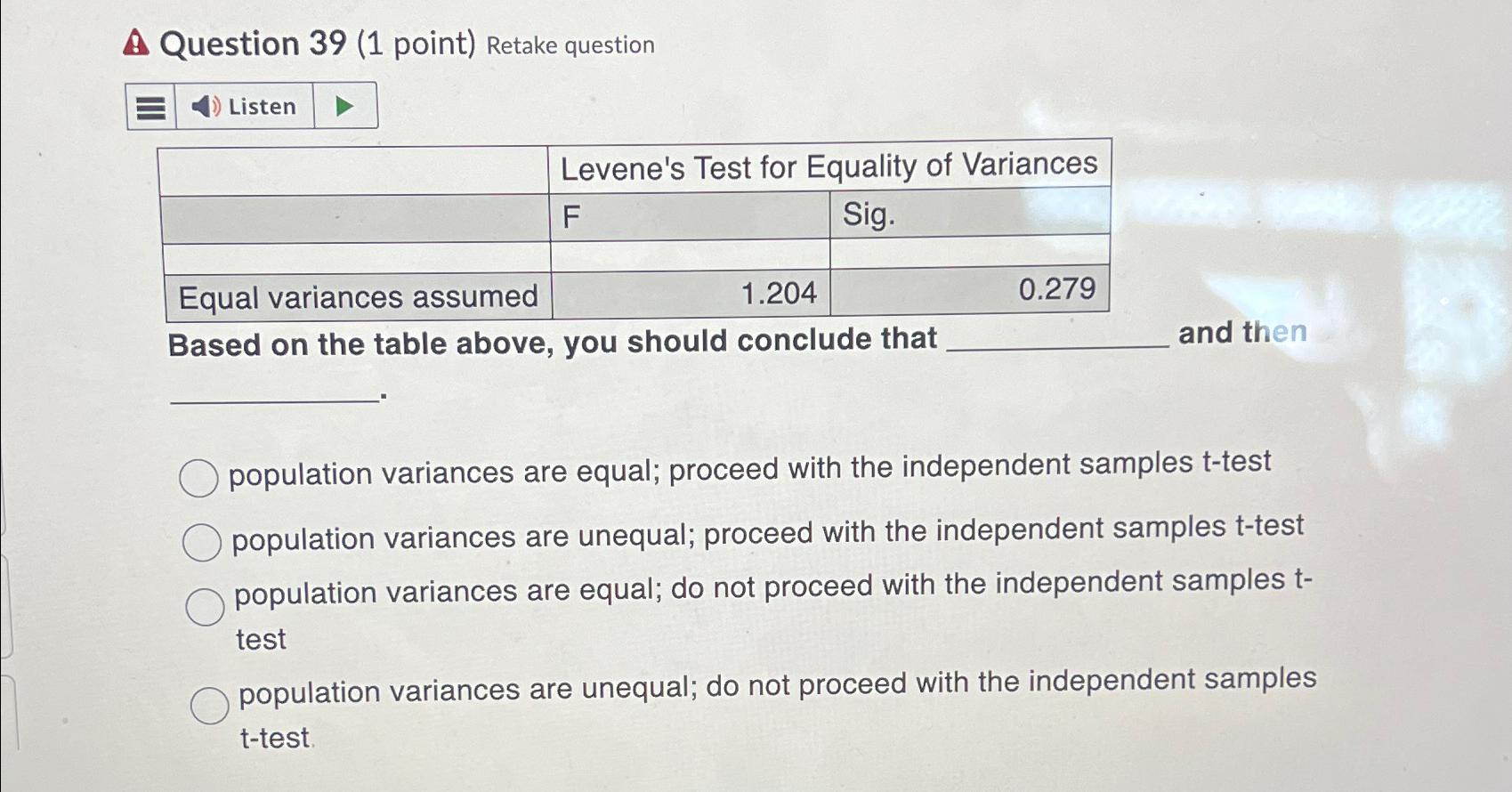 Solved A Question 39 (1 ﻿point) ﻿Retake | Chegg.com