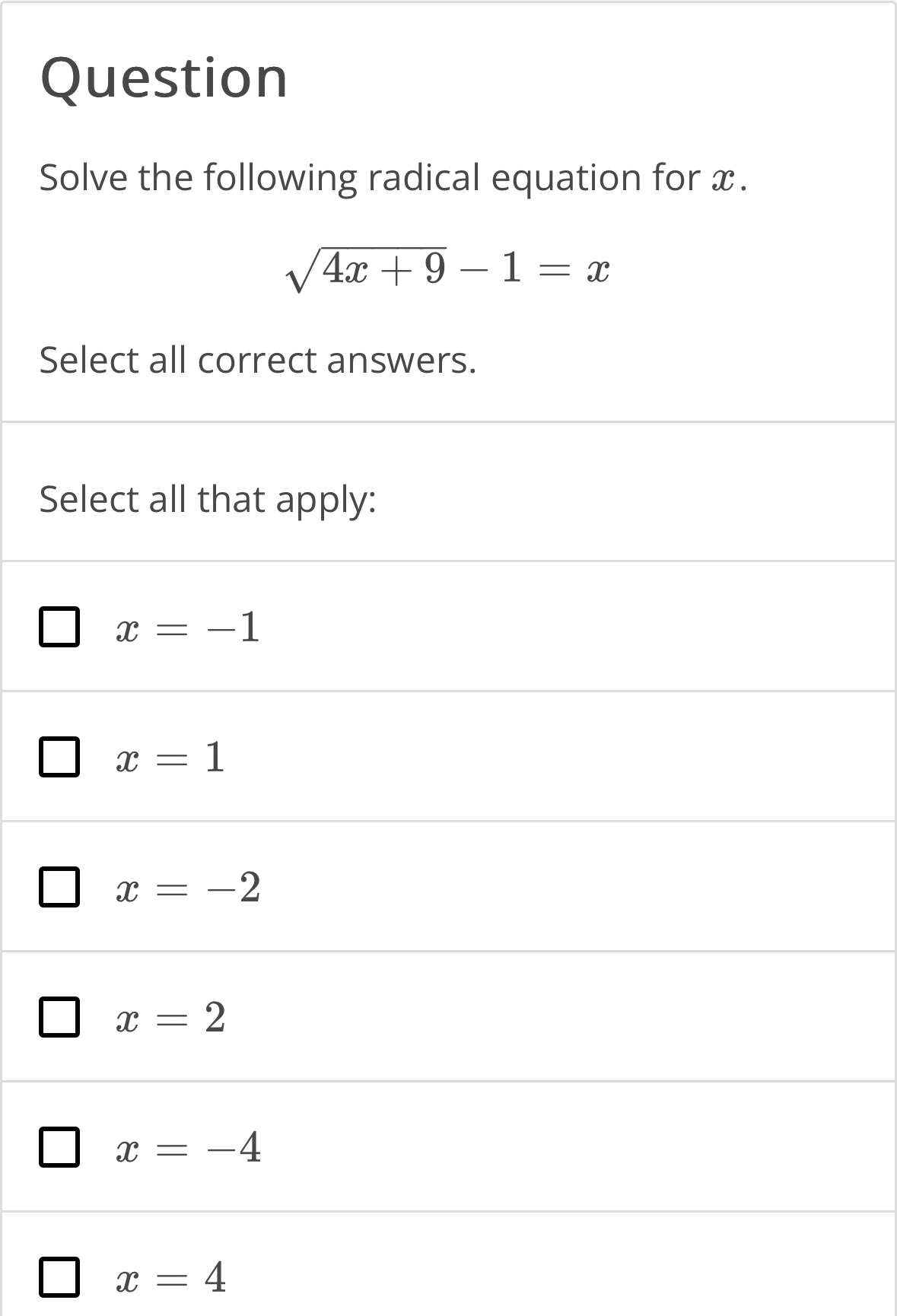 Solved QuestionSolve the following radical equation for | Chegg.com