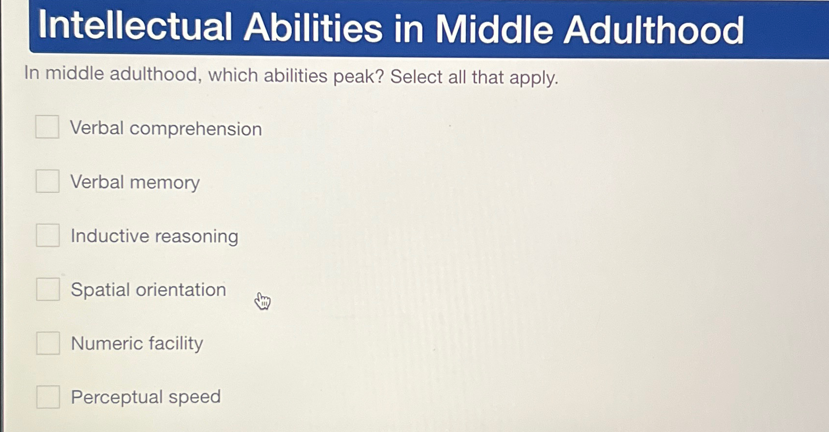 Solved Intellectual Abilities in Middle AdulthoodIn middle | Chegg.com