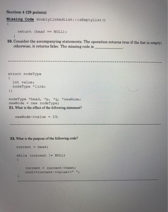 Solved Section 4 (29 points) Missing Code | Chegg.com