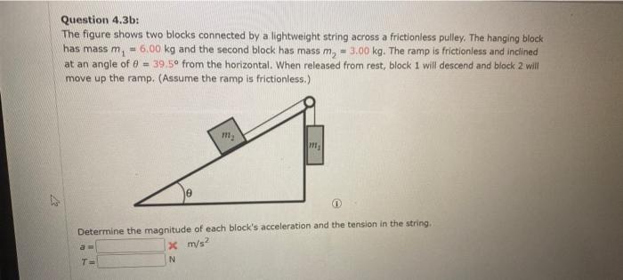 Solved Question 4.3b: The figure shows two blocks connected | Chegg.com