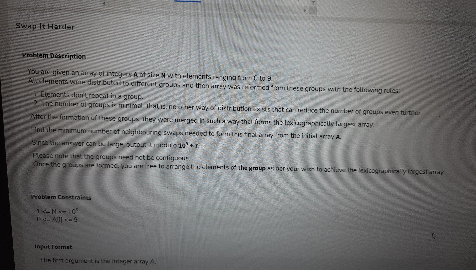 Solved Swap It Harder Problem Description You are given an | Chegg.com