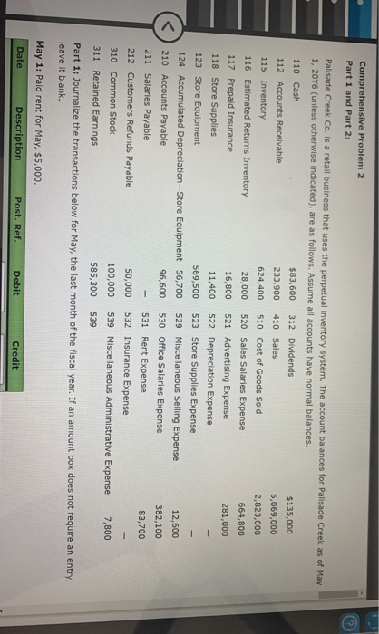 Solved Comprehensive Problem 2 Part 1 and Part 2: Palisade | Chegg.com