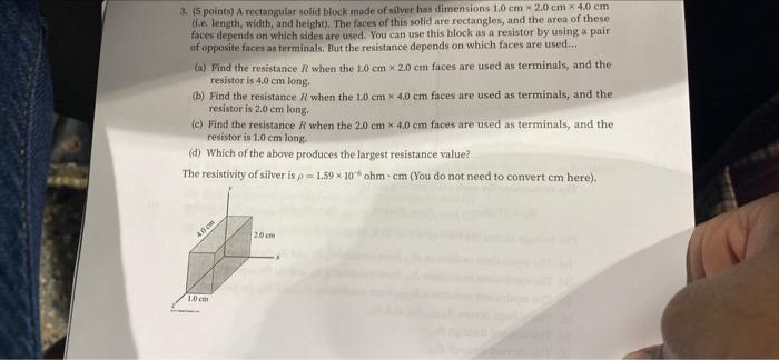 Solved 3. (5 points) A rectangular solid block made of | Chegg.com
