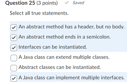 Solved Question 25 (3 ﻿points)Select all true statements.An | Chegg.com