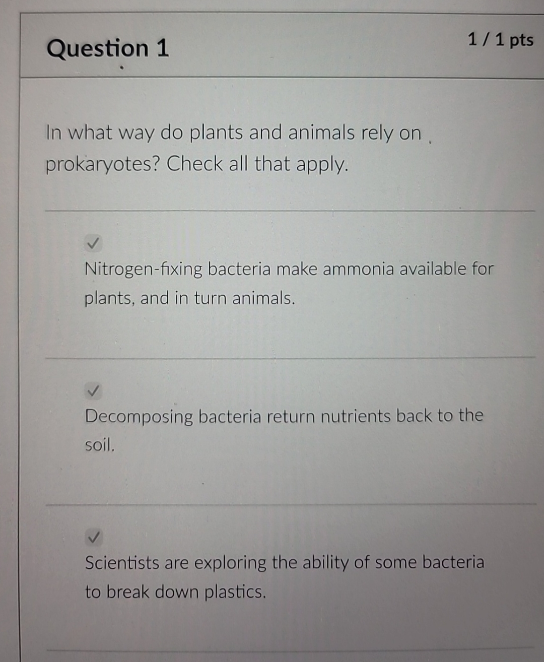 Solved Question 111 ﻿ptsIn what way do plants and animals | Chegg.com