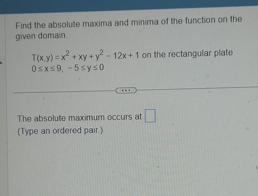 Solved Find the absolute maxima and minima of the function | Chegg.com