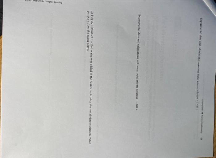 Lab Report Part A - Identification of an Unknown | Chegg.com