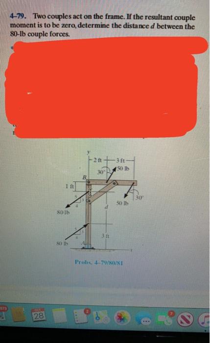 Solved 4-79. Two couples act on the frame. If the resultant | Chegg.com