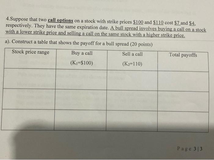 Solved 4.Suppose that two call options on a stock with | Chegg.com
