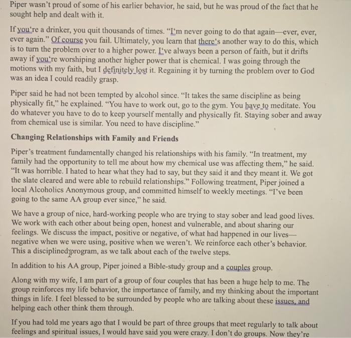 Solved "We got our company back," said Addison (Tad) Piper, | Chegg.com
