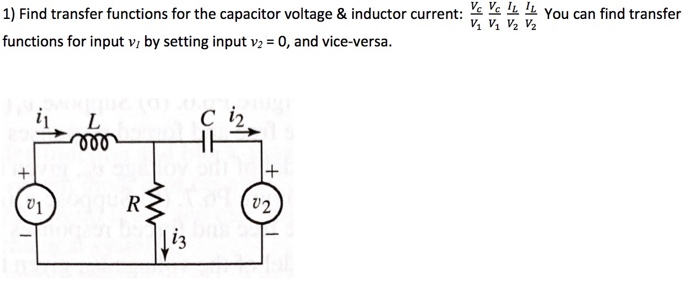 Solved 1) Find transfer functions for the capacitor voltage | Chegg.com