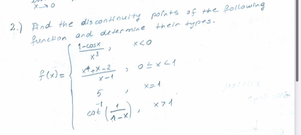 Solved 2.) ﻿Find the discontinuity points of the following | Chegg.com