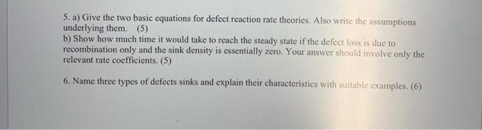 S.a) Give the two basic equations for defect reaction | Chegg.com