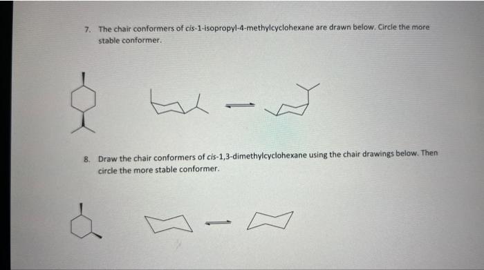Solved 7. The chair conformers of | Chegg.com
