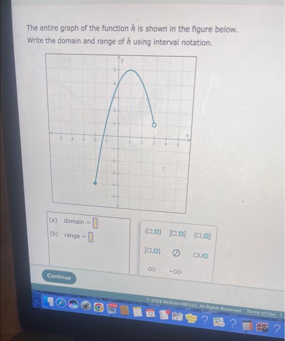 Solved The Entire Graph Of The Function H Is Show In The
