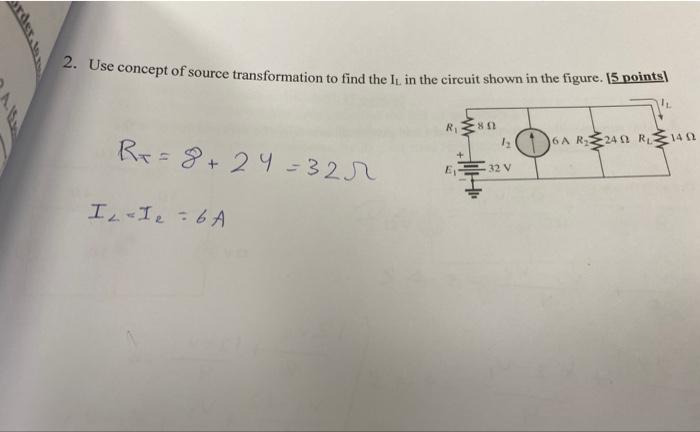 Solved 2. Use concept of source transformation to find the | Chegg.com