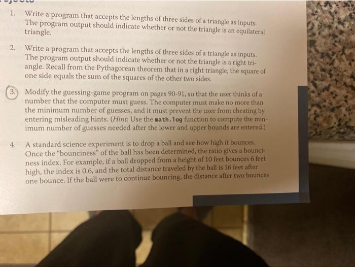 Solved 1. Write a program that accepts the lengths of three | Chegg.com