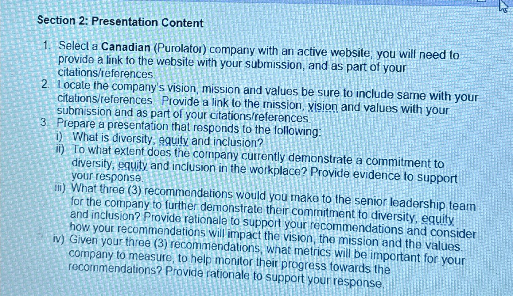 Solved Section 2: Presentation ContentSelect a Canadian | Chegg.com