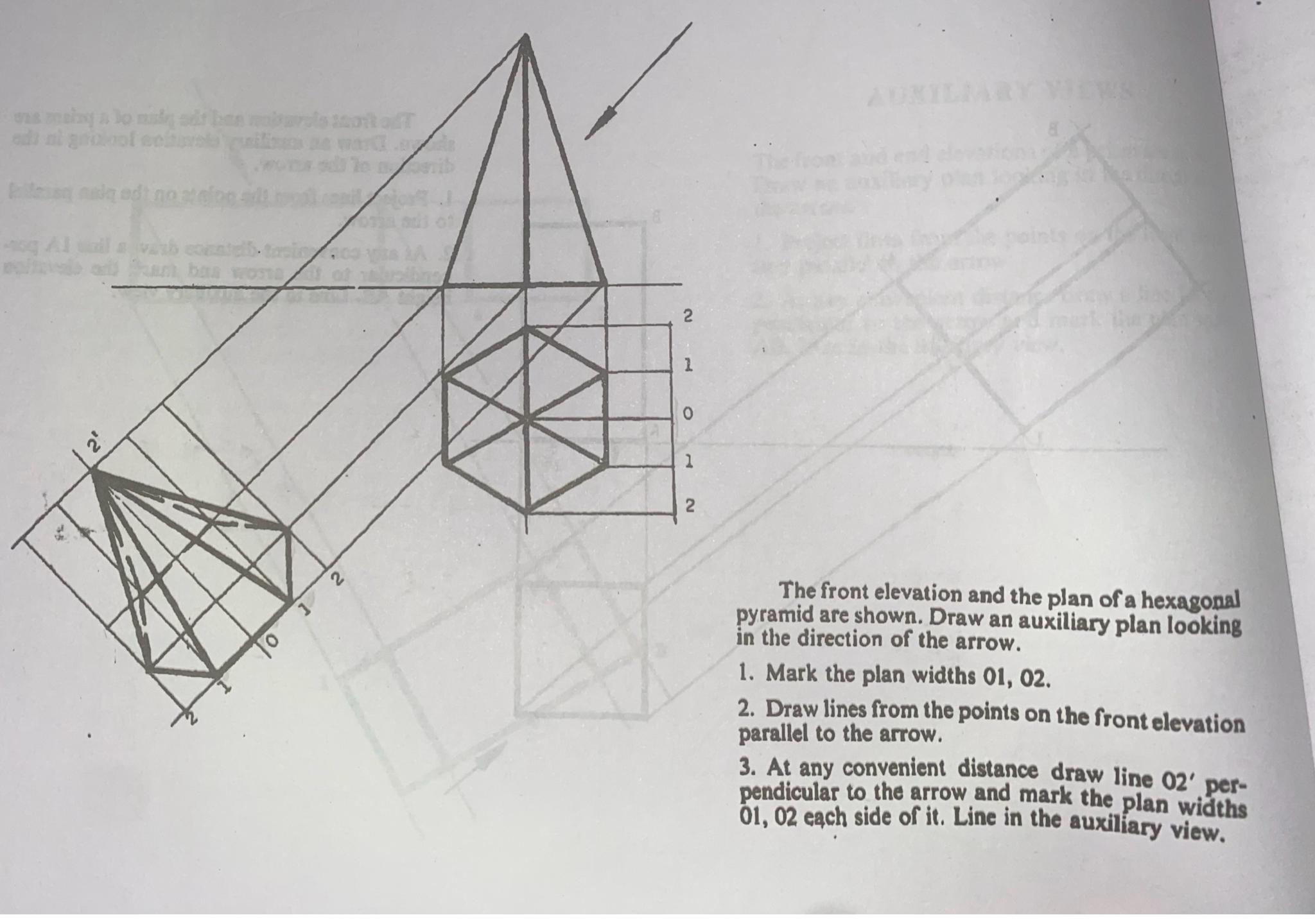 Solved The front elevation and the plan of a hexagonal | Chegg.com