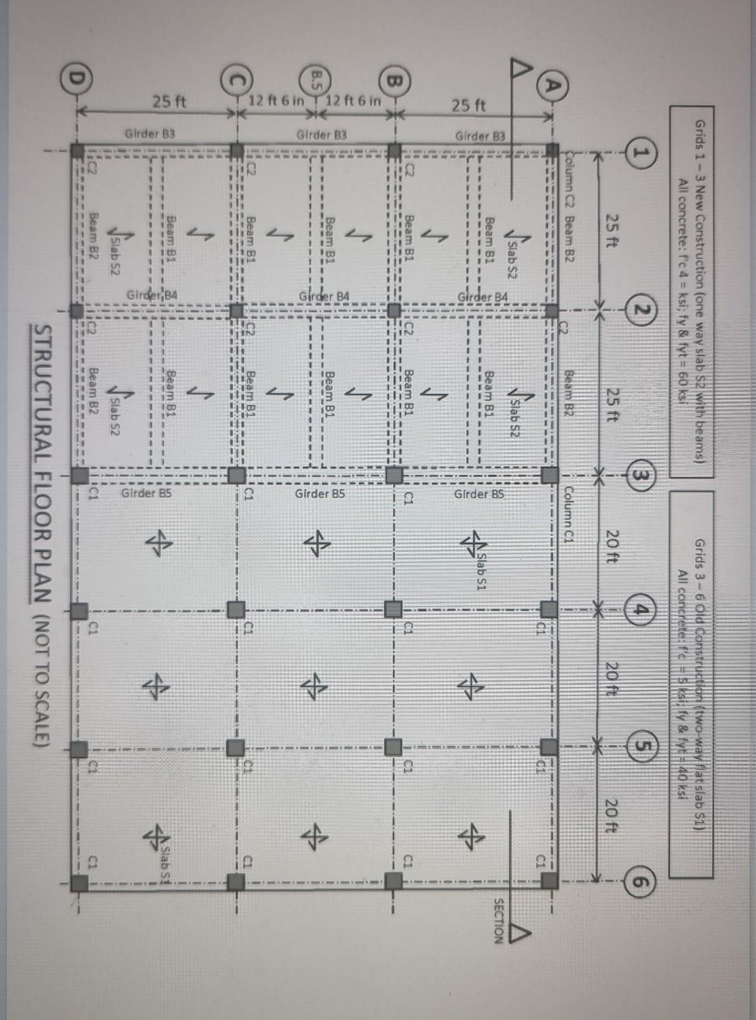 Solved Grids 1 - 3 New Construction (one way slab S2 with | Chegg.com