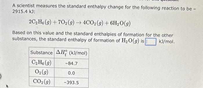 Solved A scientist measures the standard enthalpy change for | Chegg.com