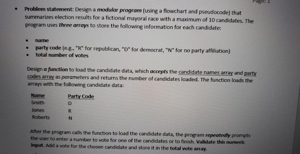 Solved Fage. Problem statement: Design a modular program | Chegg.com
