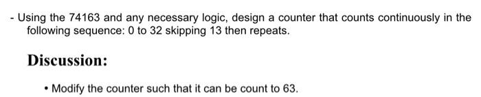 Solved - Using the 74163 and any necessary logic, design a | Chegg.com